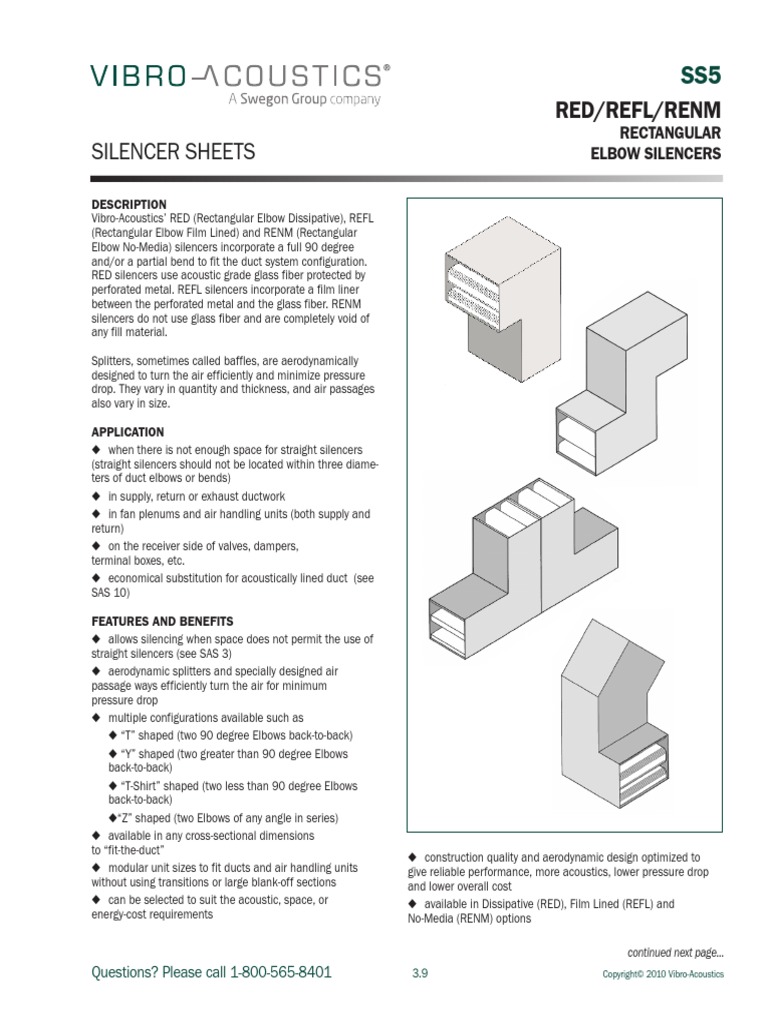 Red/Refl/Renm Silencer Sheets: Rectangular Elbow Silencers | PDF | Duct ...