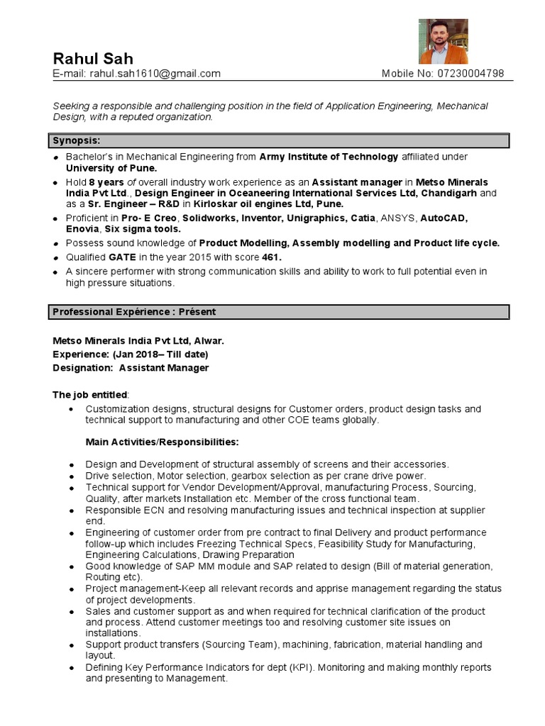 Resume-Rahul Sah2 | PDF | Product Lifecycle | Mechanical Engineering