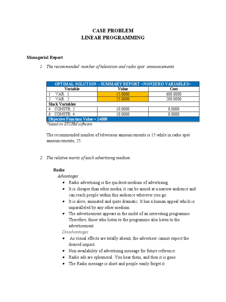 CASE STUDY Sample | PDF | Television Advertisement | Advertising