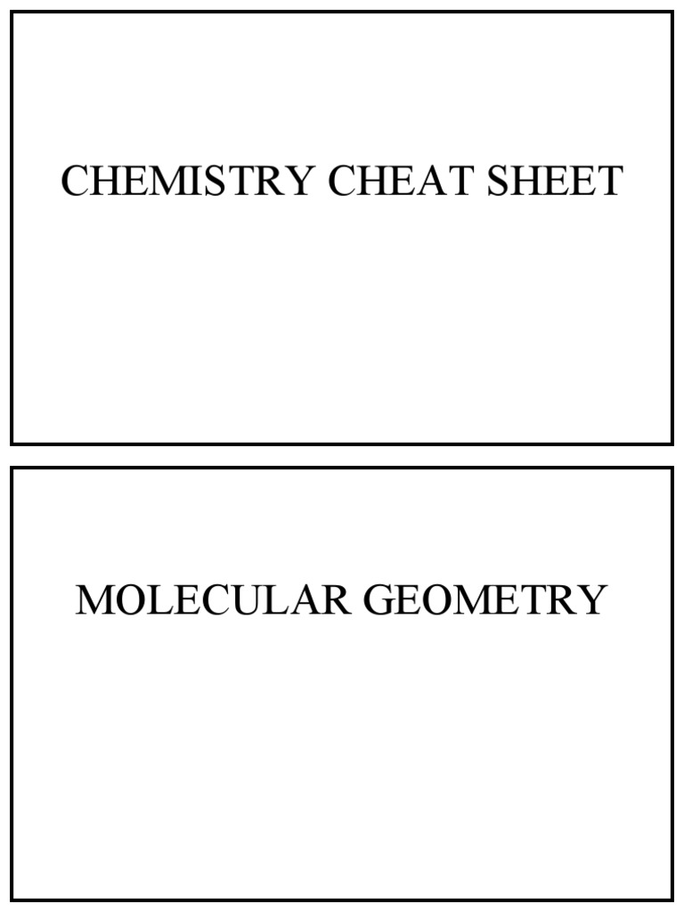 Chemistry Cheat Sheet | PDF
