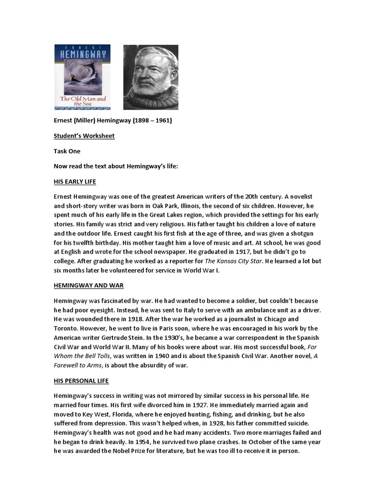 The Lost Generation and Hemingway. The Old Man and The Sea PDF | PDF ...