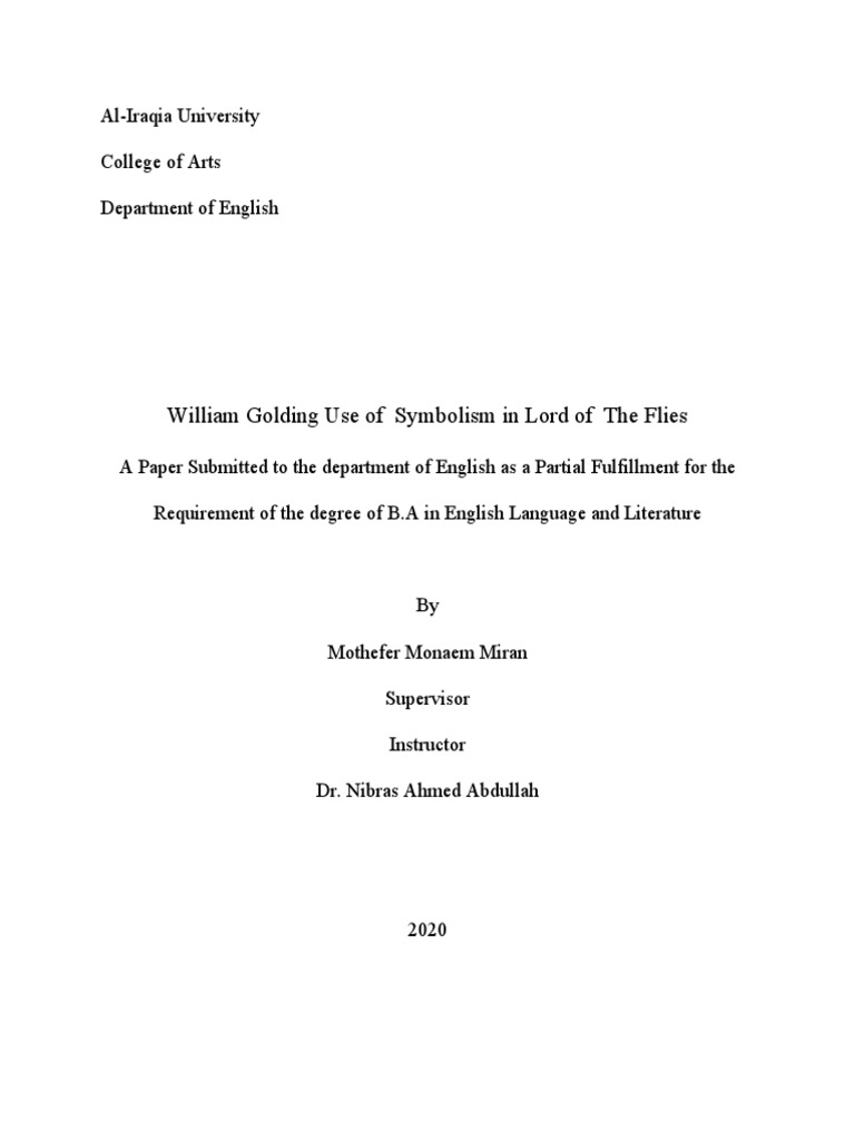 William Golding Use of Symbolism in Lord of The Flies | PDF | General ...