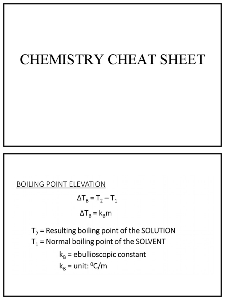 Chemistry Cheat Sheet | PDF