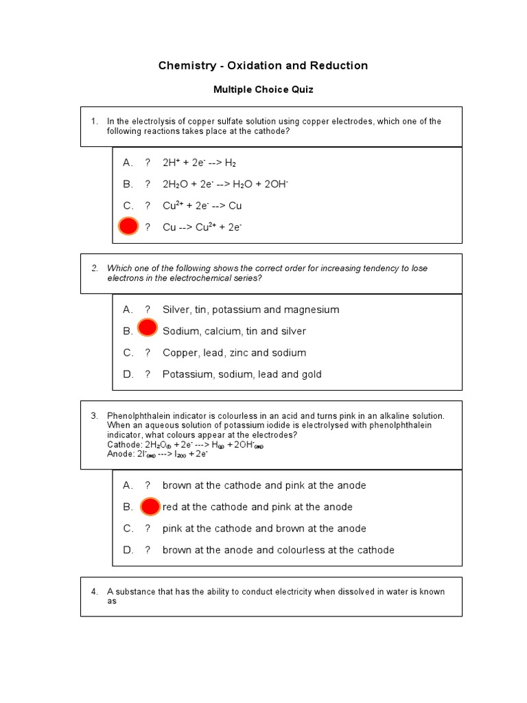 Chemistry - Oxidation and Reduction | PDF