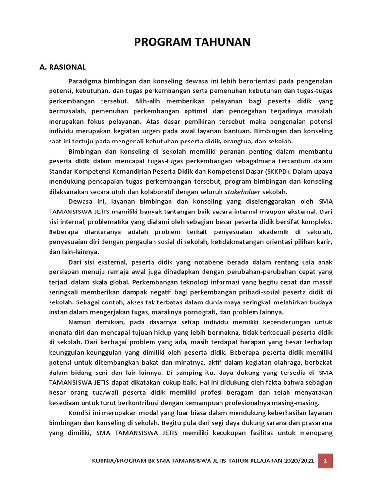 Contoh Program Kerja BK | PDF