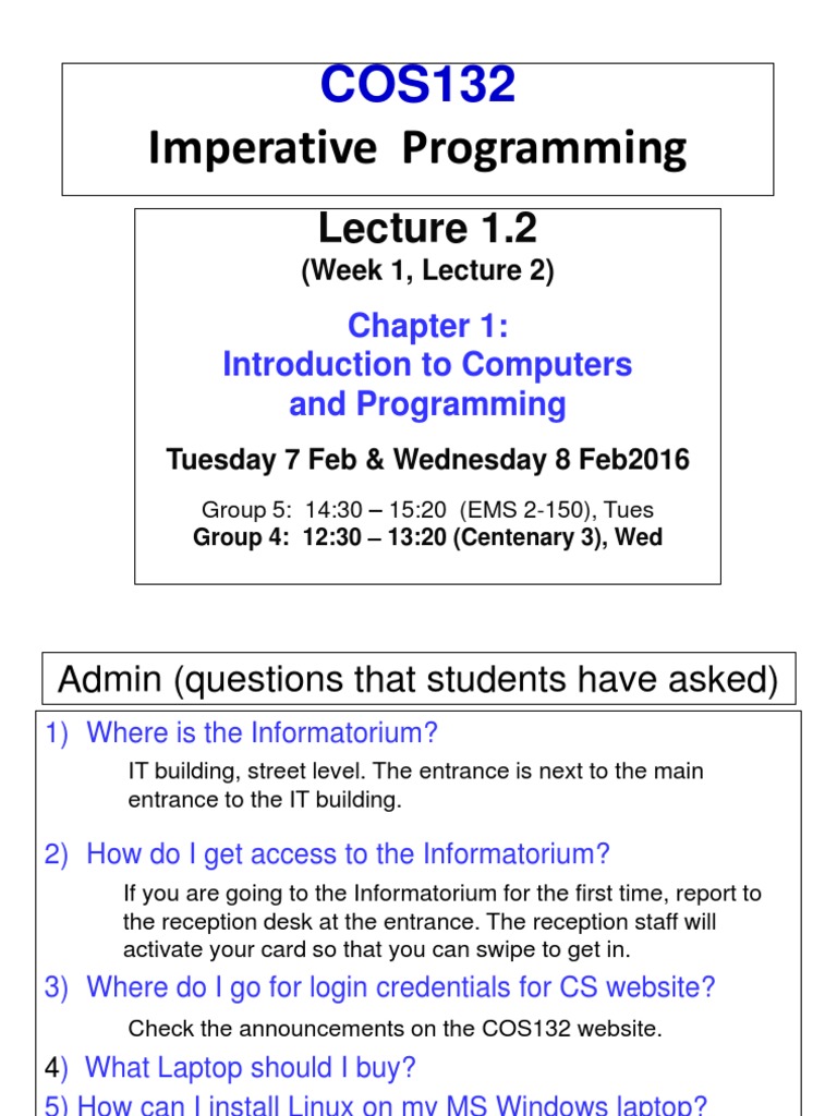 Imperative Programming: Introduction To Computers and Programming | PDF | Computer Data Storage ...