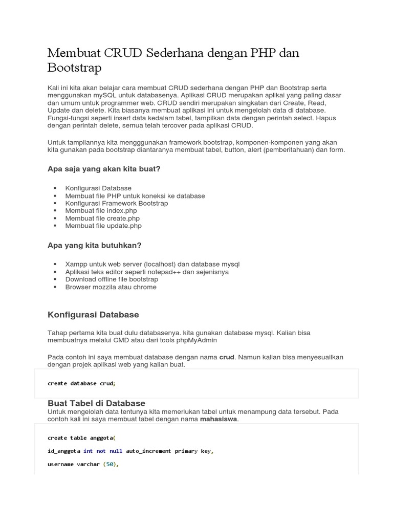 CRUD PHP & Bootstrap untuk Pemula | PDF