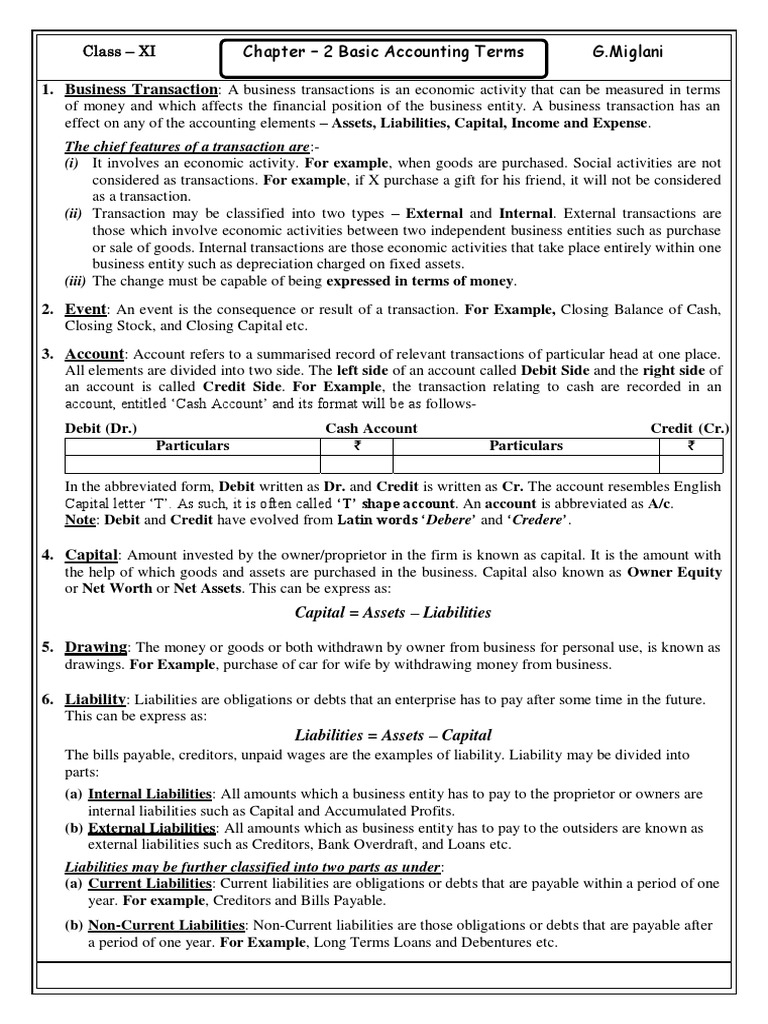 Chapter - 2 Basic Accounting Terms | PDF | Expense | Debits And Credits