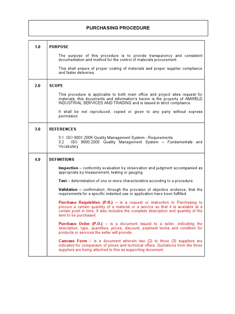 Purchasing Procedure | PDF | Business | Business Process