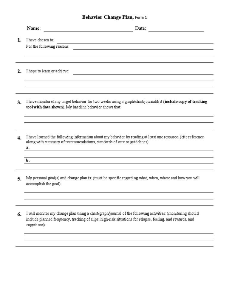 Behavior Change Plan Overview | PDF