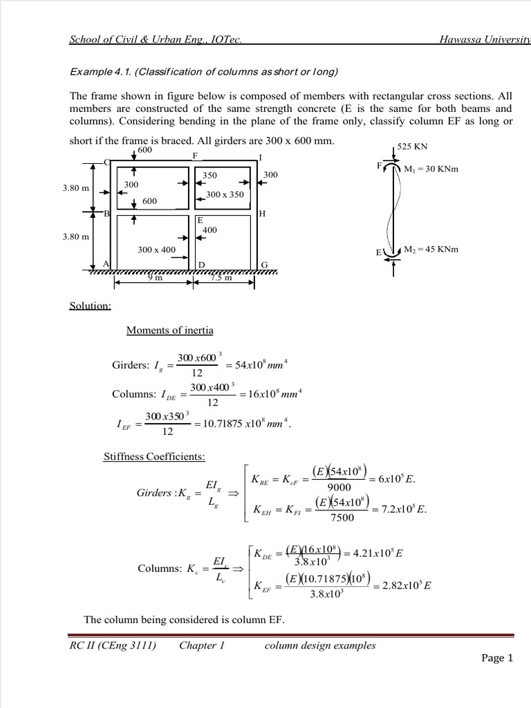 Design of Short and Long Columns: Classification Examples and Solutions ...