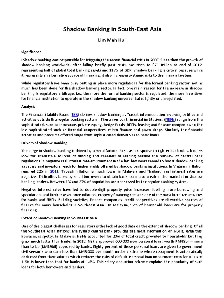 Shadow Banking in South-East Asia: Lim Mah Hui | Download Free PDF ...