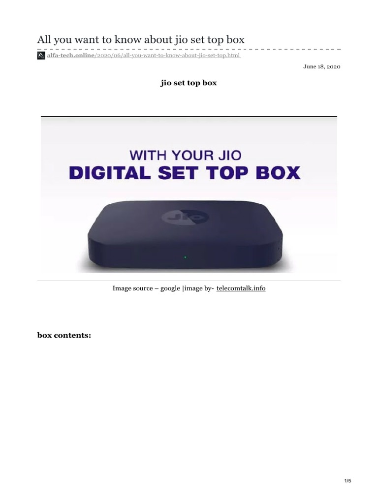 Jio Box PDF | PDF