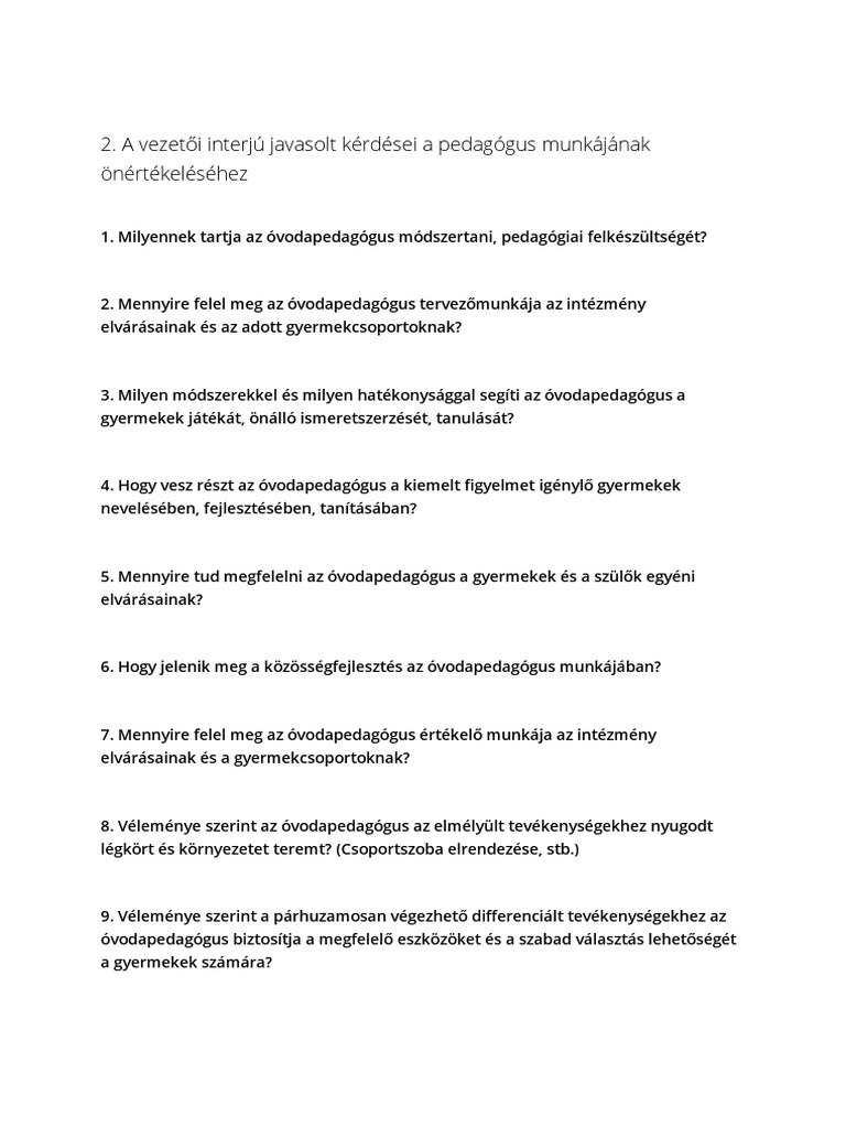Jegyzőkönyv Vezetői Interjú A Pedagógusról | PDF