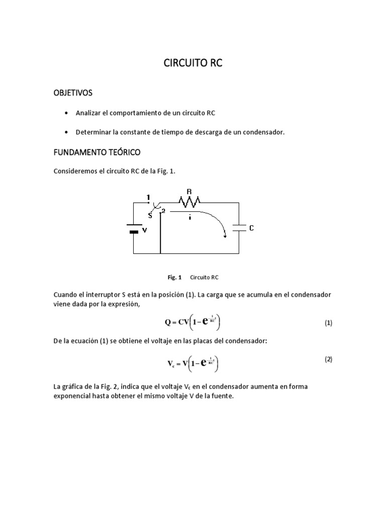 Circuito RC | PDF | Condensador | Cantidades fisicas
