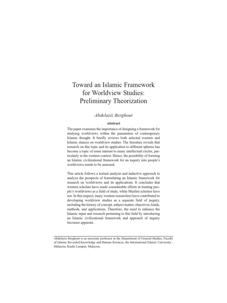 Tasawwur Islam - Islamic Framework Worldview Studies - Berghout | PDF ...