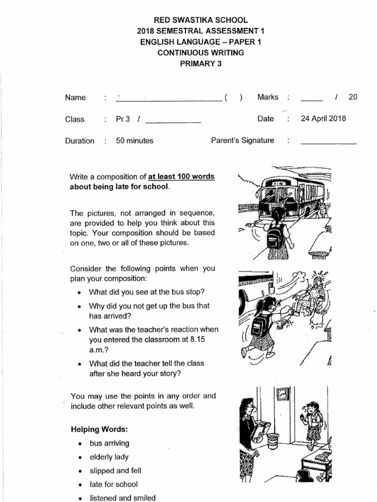 P3 English SA1 2018 Red Swastika Exam Papers | PDF