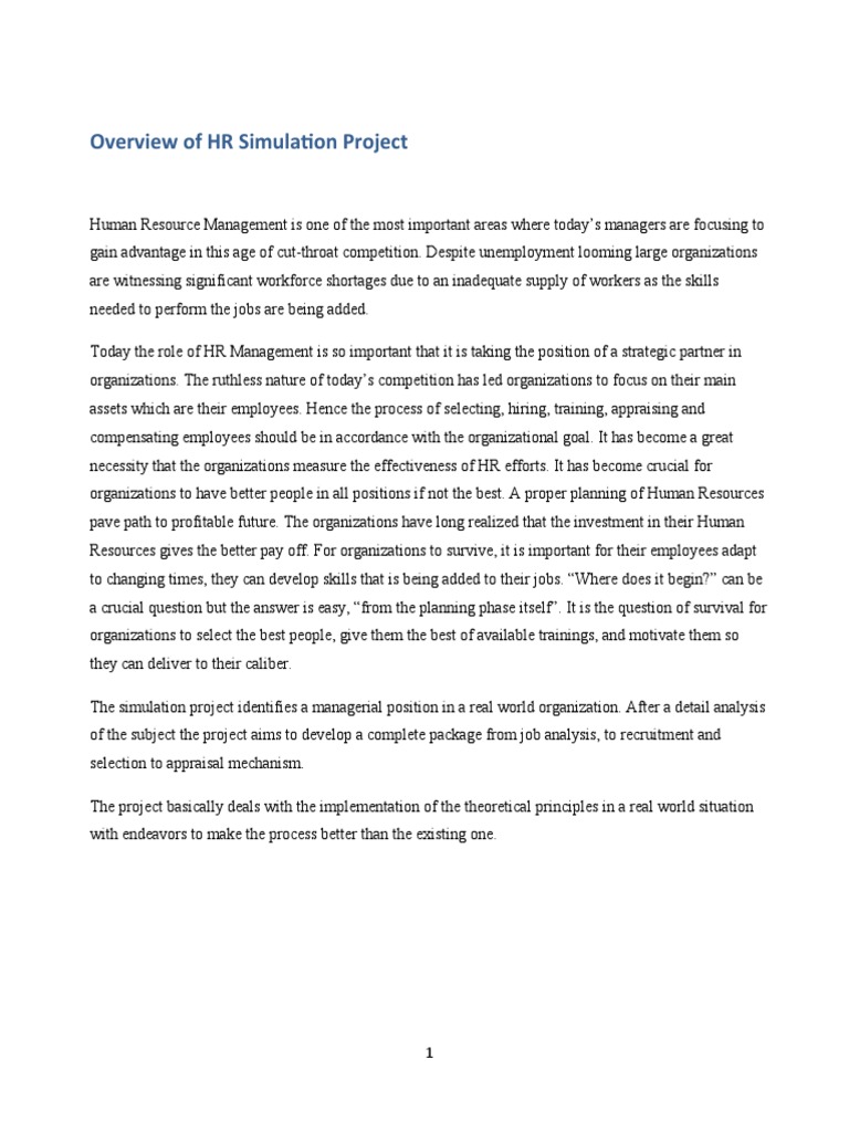 Overview of HR Simulation Project | PDF | Project Management | Human ...