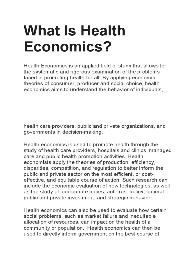 What Is Health Economics | PDF
