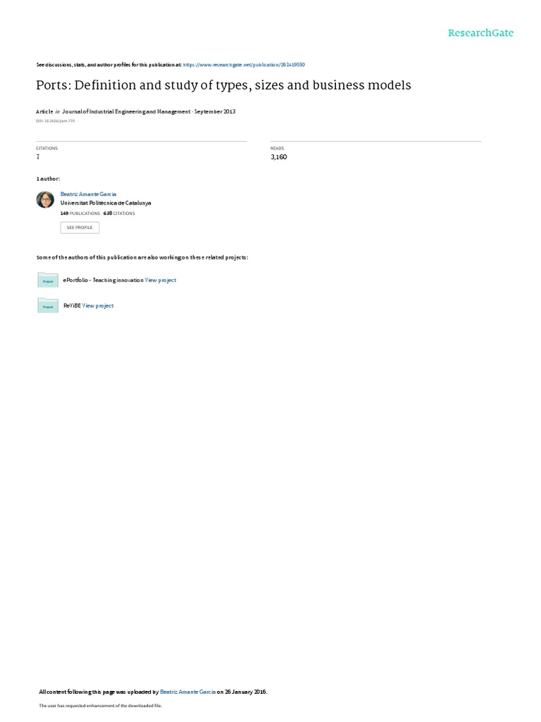 Ports: Definition and Study of Types, Sizes and Business Models | PDF ...