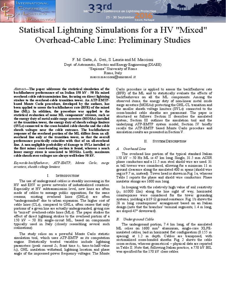 Simulaciones de Rayos Estadísticos para Una Línea Aérea Mixta de Alta ...