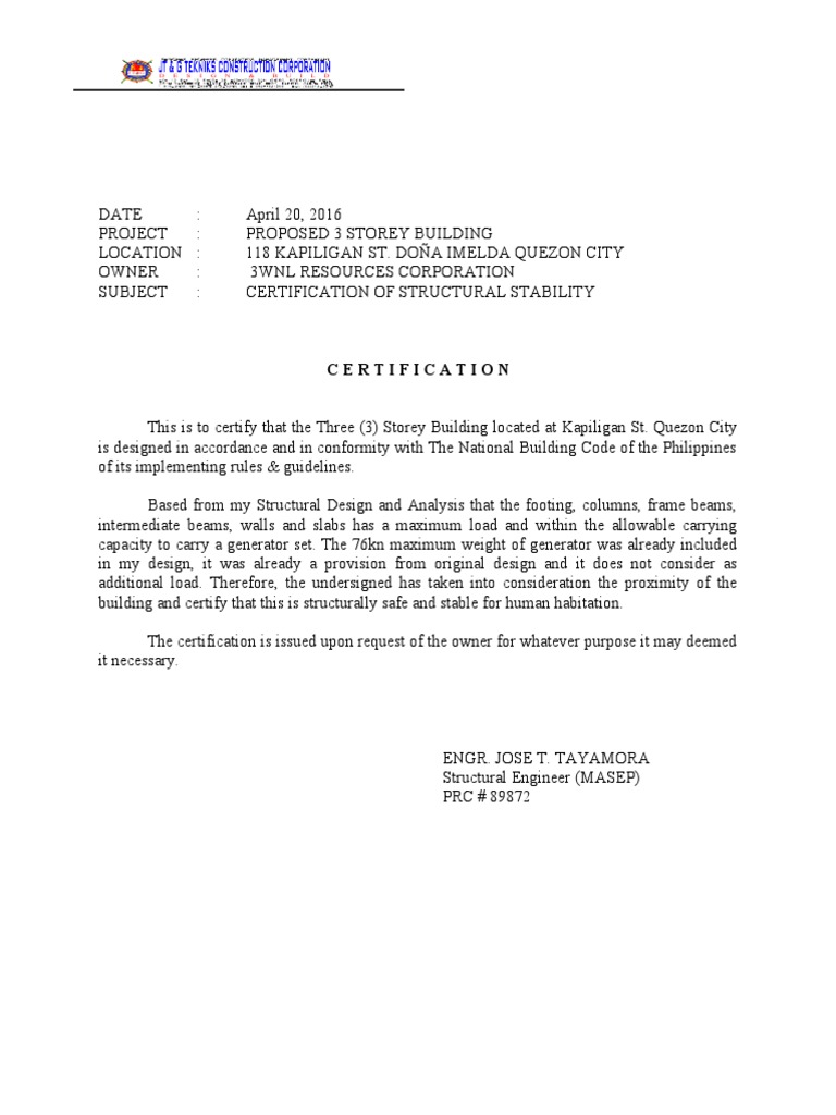 Certification - Structural | PDF