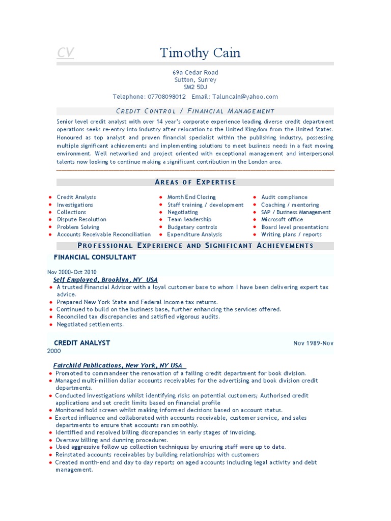 CV Timothy Cain | Download Free PDF | Taxes | Payroll