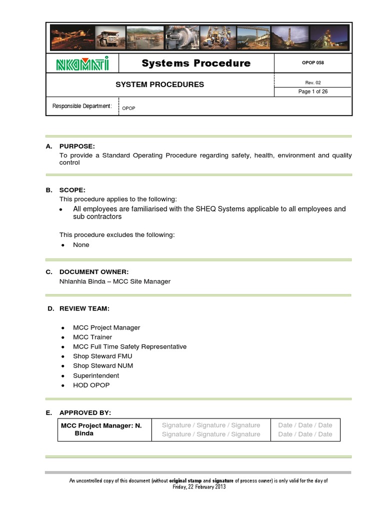 SHEQ Standard Operating Procedure | PDF | Risk Assessment | Risk