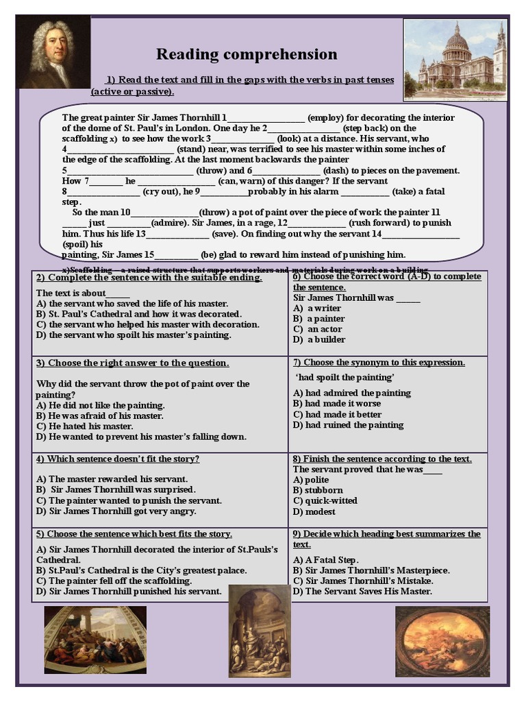 Reading Comprehension Past Tenses Grammar Drills Reading Comprehension Exercises - 82308 | PDF ...