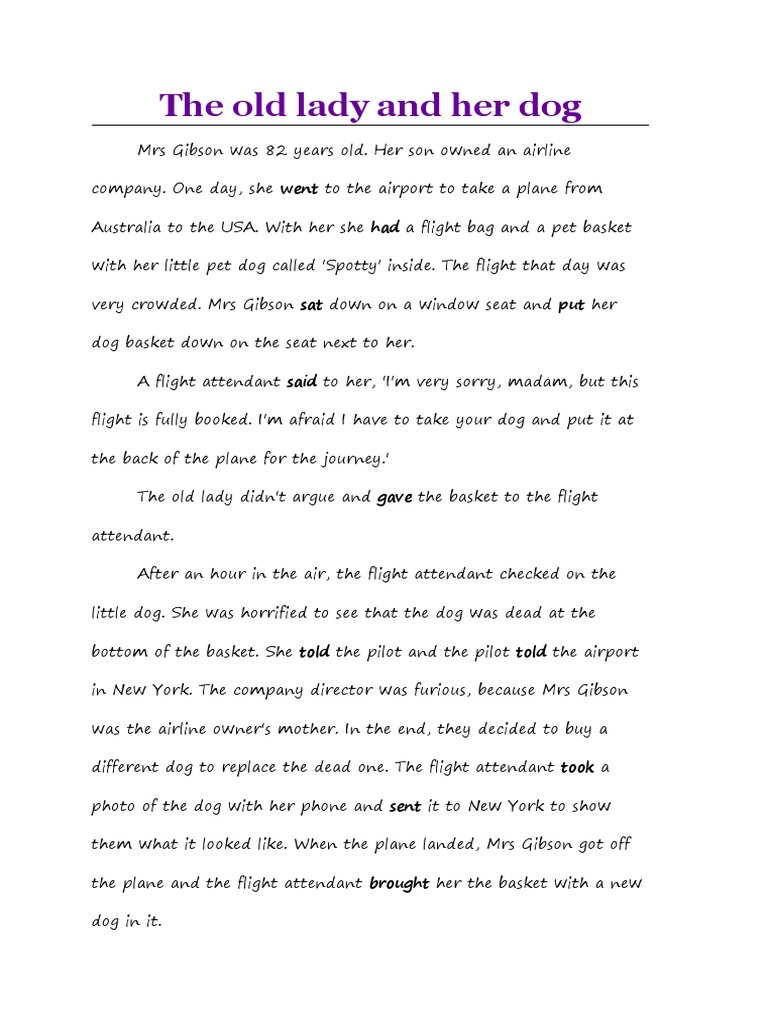 The Old Lady and Her Dog Long Joke To Practice Pas Fun Activities Games ...