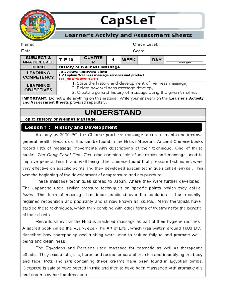 Capslet 10 TLE Wellness Massage | PDF | Massage | Acupressure