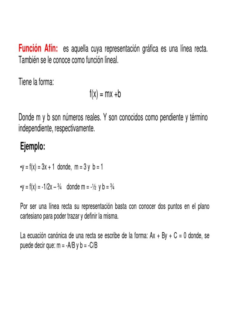 Funcion Afin | PDF | Pendiente | Línea (geometría)