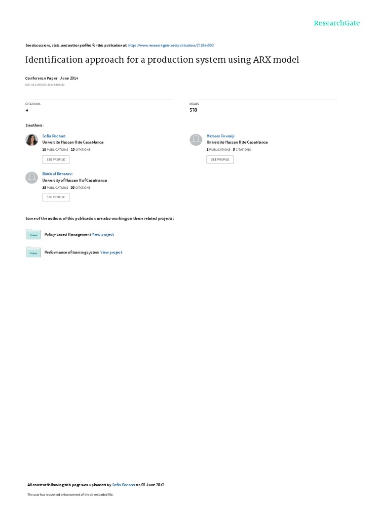 Identification Approach For A Production System Using ARX Model | PDF ...