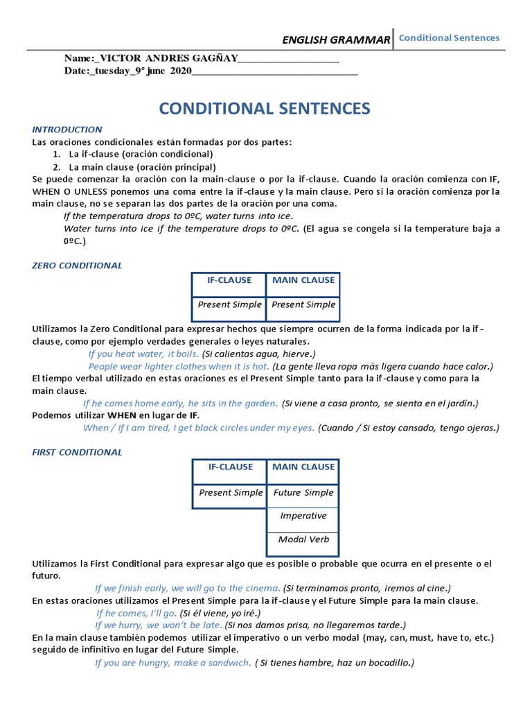 Assignment - Zero - First Conditional-Sentences 8.1 | PDF | Morfología Lingüística | Morfología