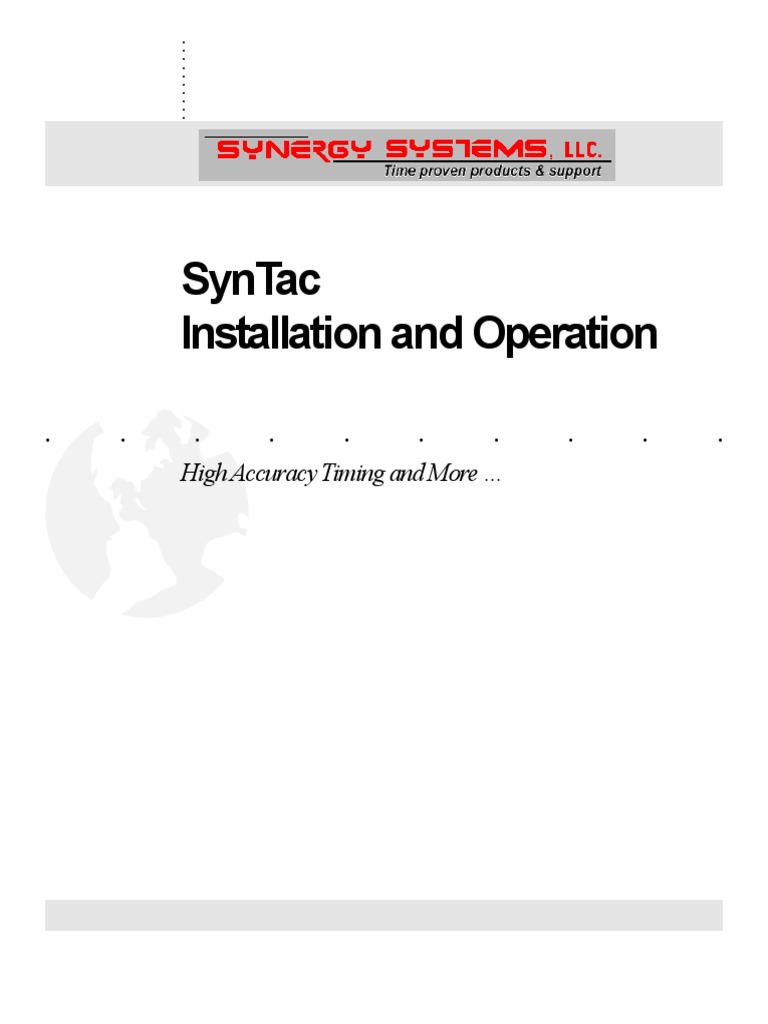 Syntac Installation and Operation: High Accuracy Timing and More | PDF ...