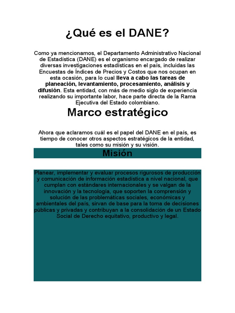 Qué Es El DANE | PDF | Índice de precios al consumidor | Estadísticas