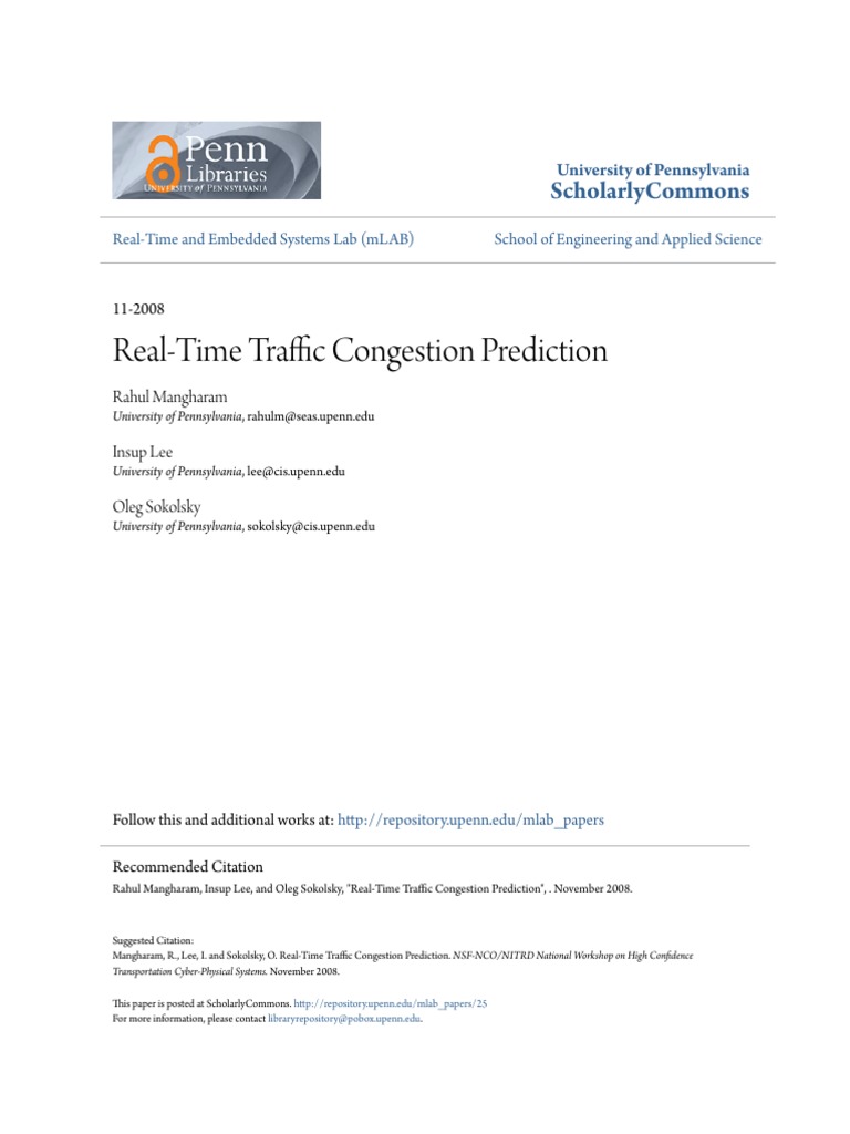 Real-Time Traffic Congestion Prediction | PDF | Traffic | Computer Network