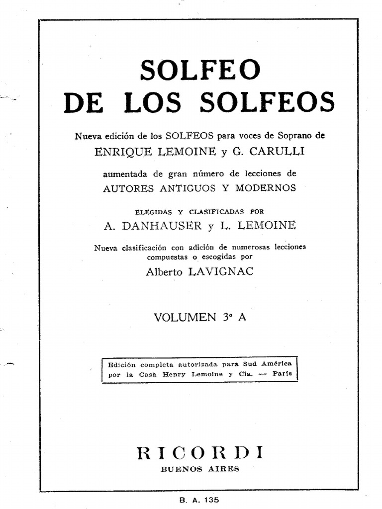 Solfeo de Los Solfeos - Vol 3 (Lemoine y Carulli) | PDF