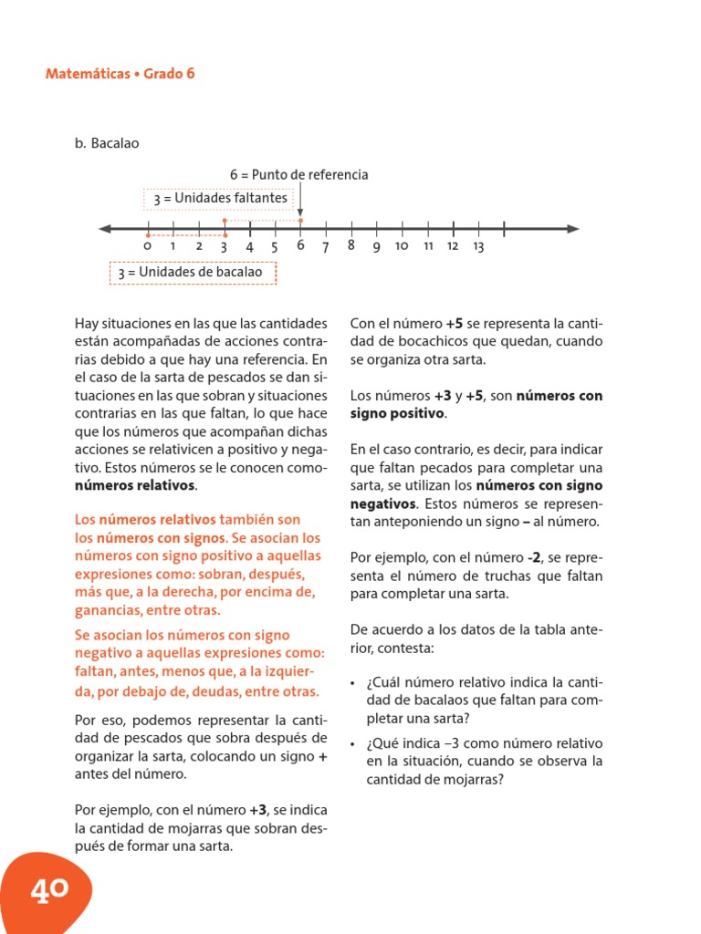 Números Relativos en Matemáticas 6° | PDF | Entero | Matemática Elemental