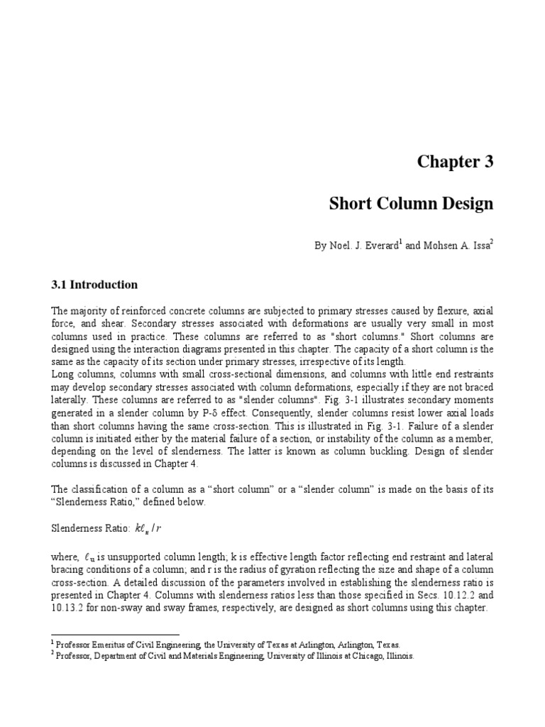 Short Column Design Guide | PDF | Column | Bending