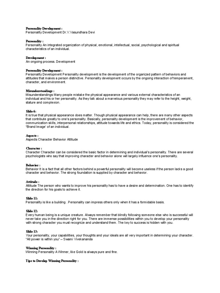 Pers Devt | PDF | Attitude (Psychology) | Behavior