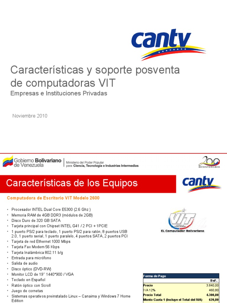 Características y Proceso Posventa Computadoras VIT Empresas e ...