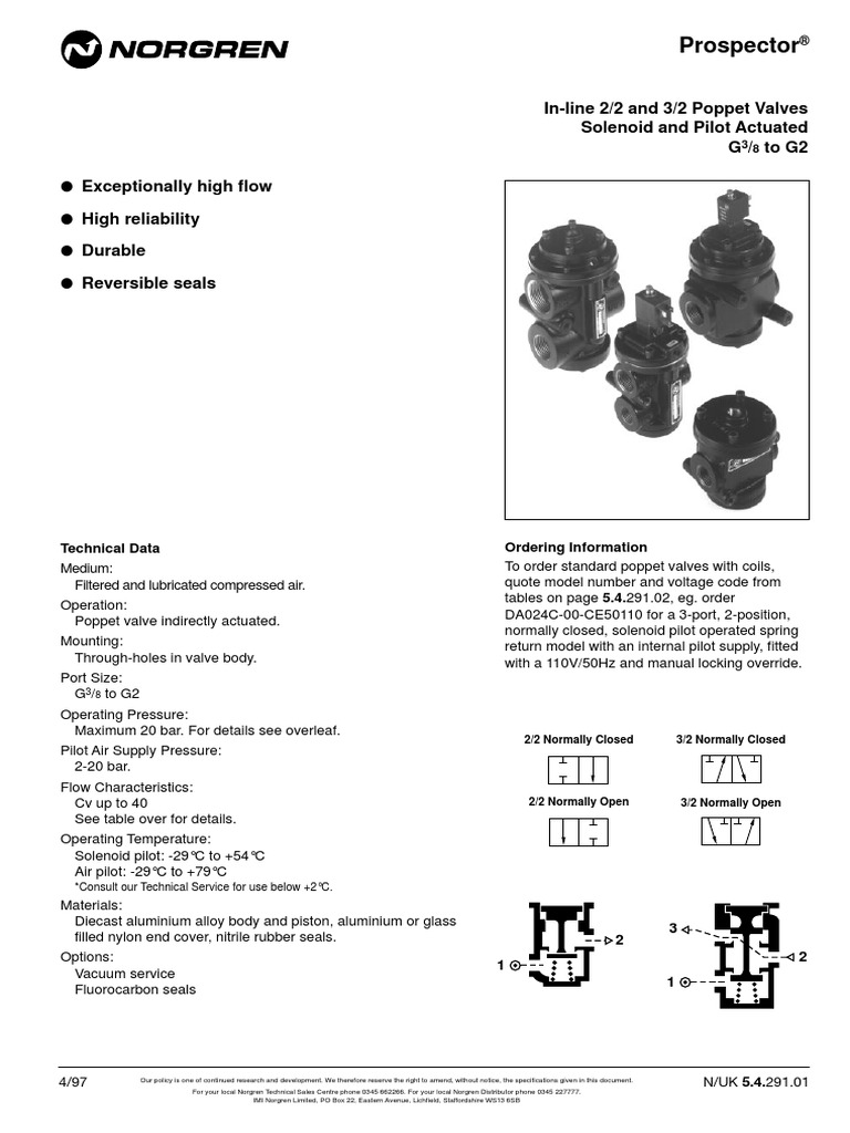 Norgren Valve Pilot NC PDF | PDF | Valve | Mechanical Engineering