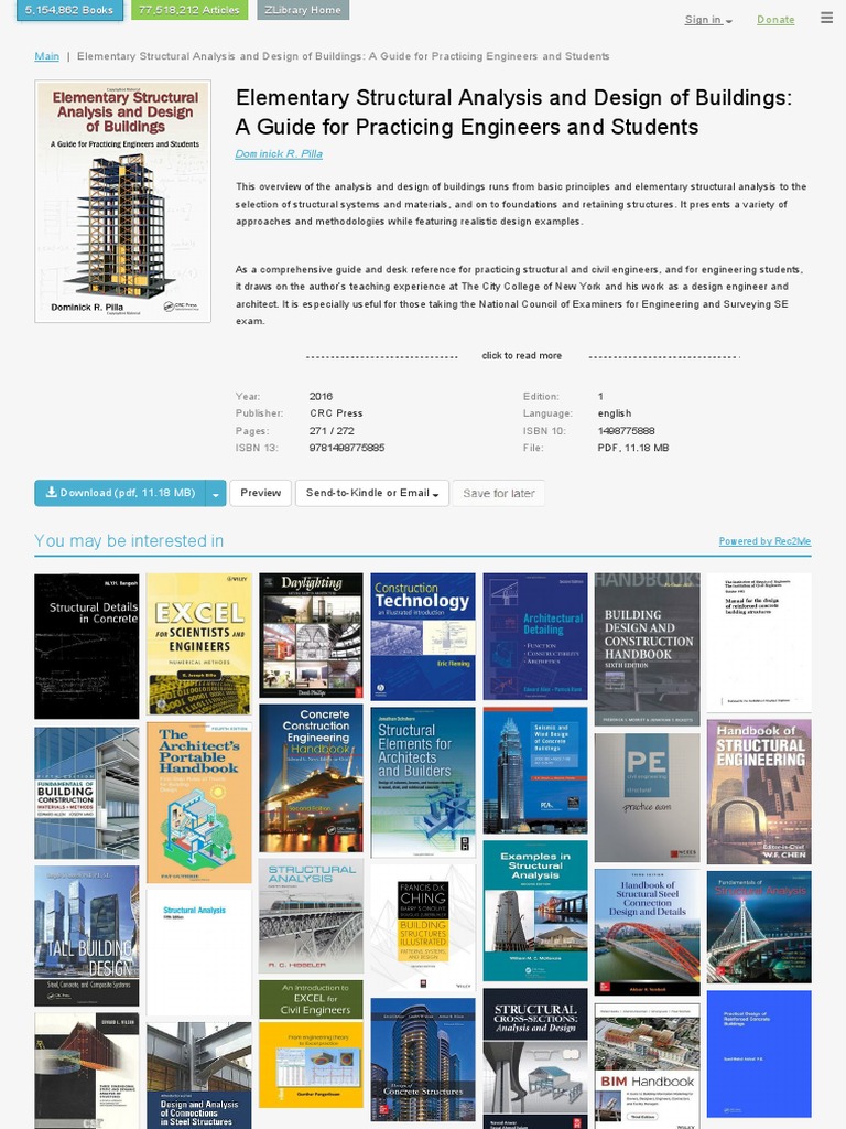 Elementary Structural Analysis and Design of Buildings - A Guide For ...