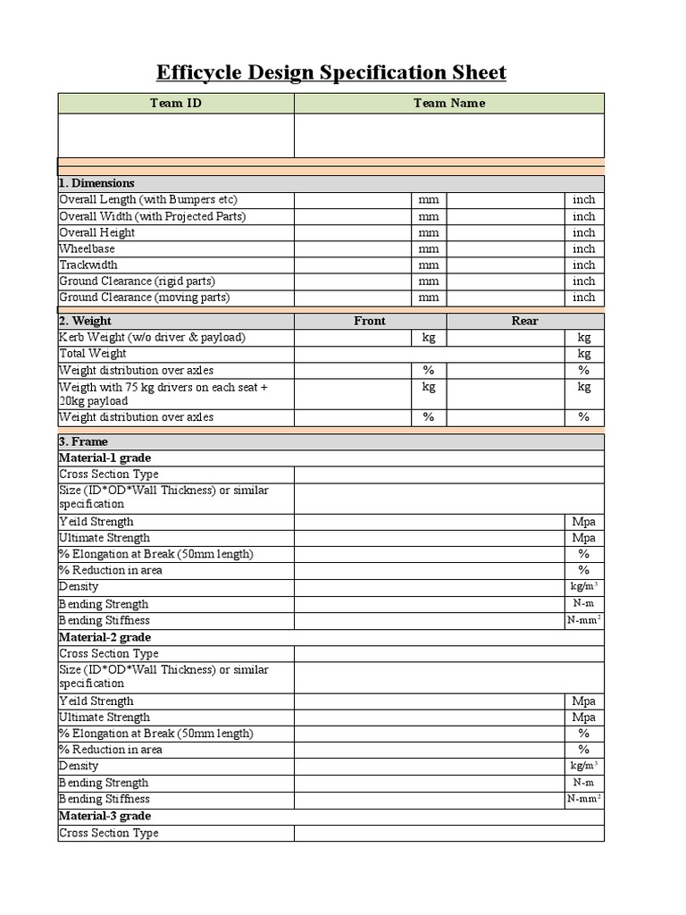 Efficycle Design Specs for Teams | PDF | Steering | Electric Motor