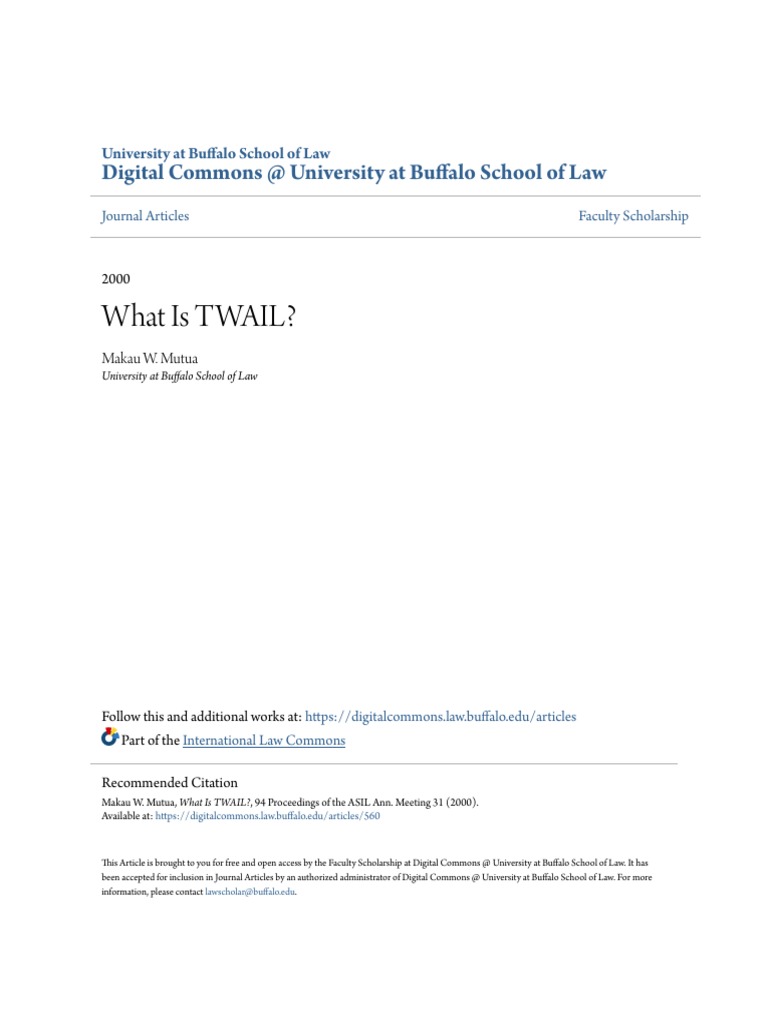 What Is TWAIL Mutua Makau | PDF | International Law | Jurisprudence
