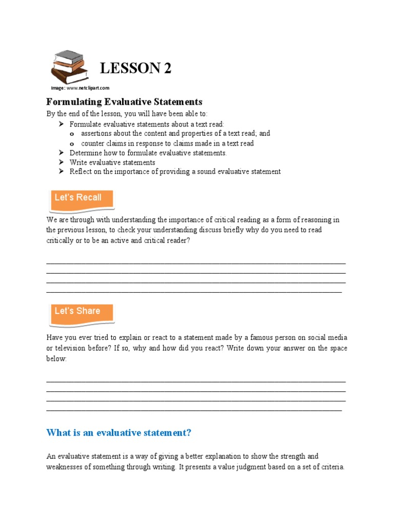RW - Module Evaluative Statement | PDF | Criticism | Evaluation