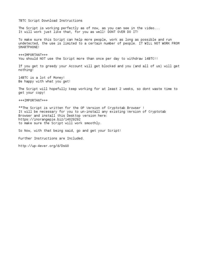 7BTC-Cryptotab Script Ver1.54 +instructions | PDF