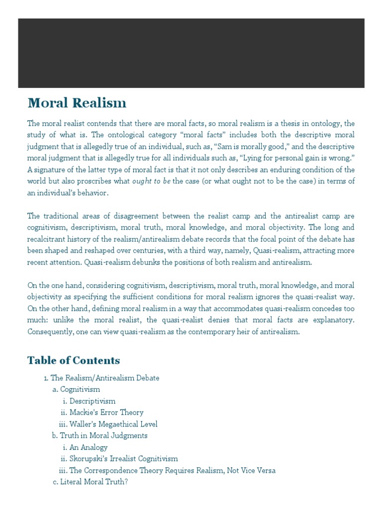 Moral Realism - Internet Encyclopedia of Philosophy | Download Free PDF ...