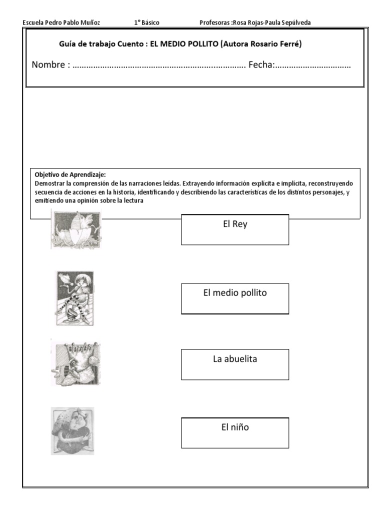 Guía de Trabajo Cuento EL MEDIO POLLITO | PDF | Cognición